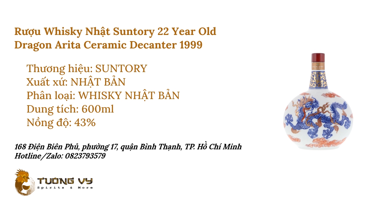 Rượu Whisky Nhật Suntory 22 Year Old Dragon Arita Ceramic Decanter 1999