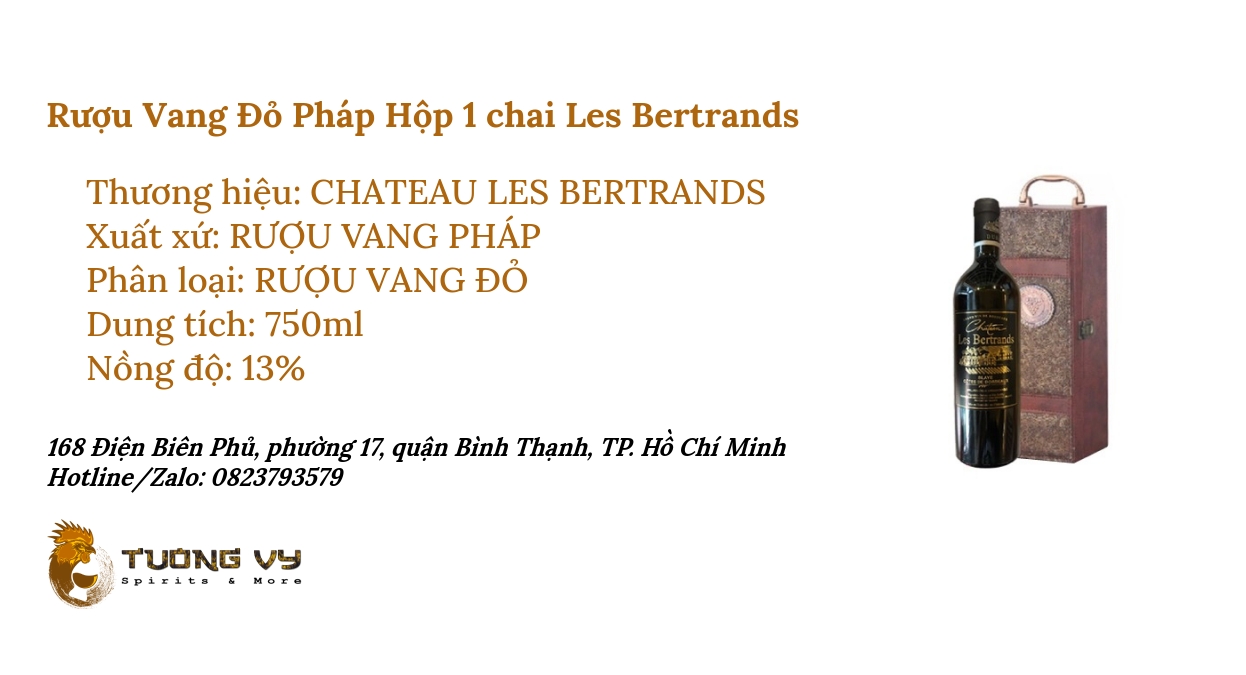 Rượu Vang Đỏ Pháp Hộp 1 chai Les Bertrands