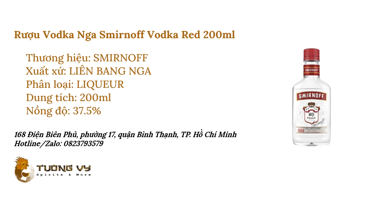 Rượu Vodka Nga Smirnoff Vodka Red