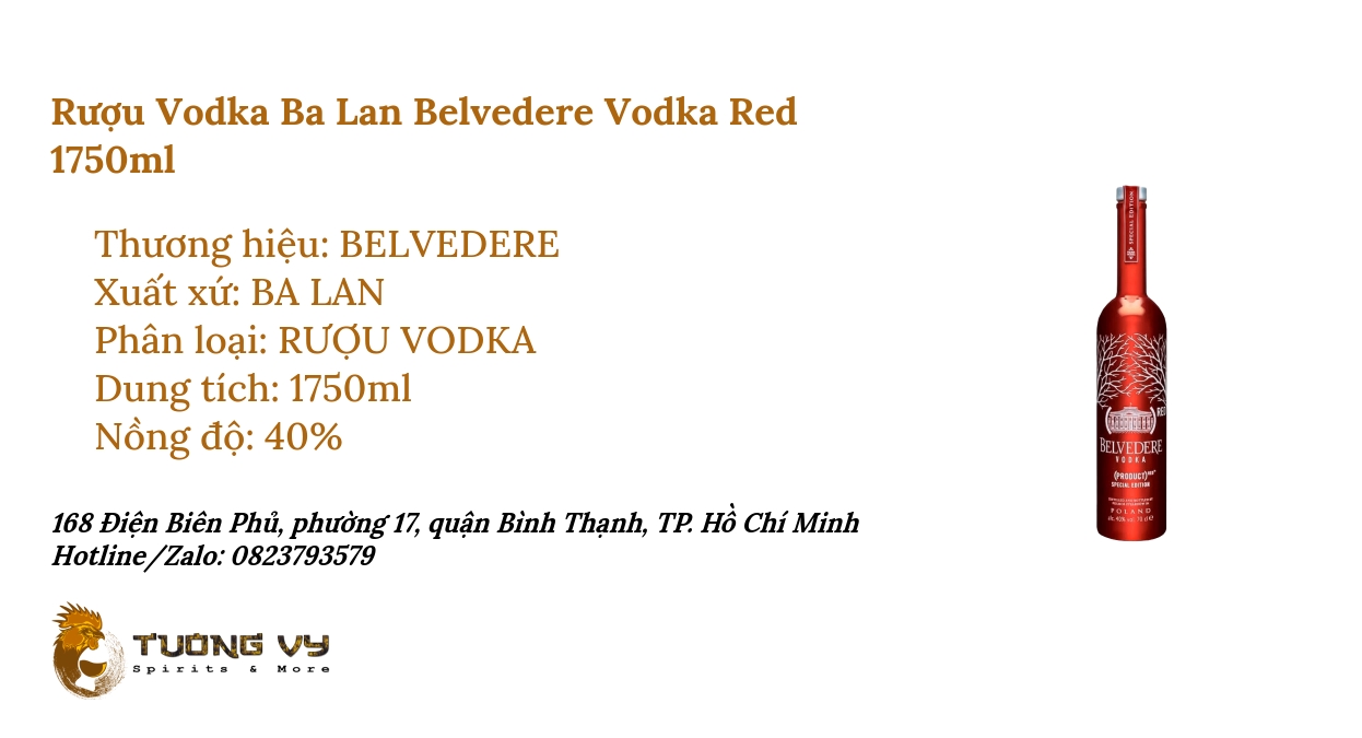 Rượu Vodka Ba Lan Belvedere Vodka Red 1750ml