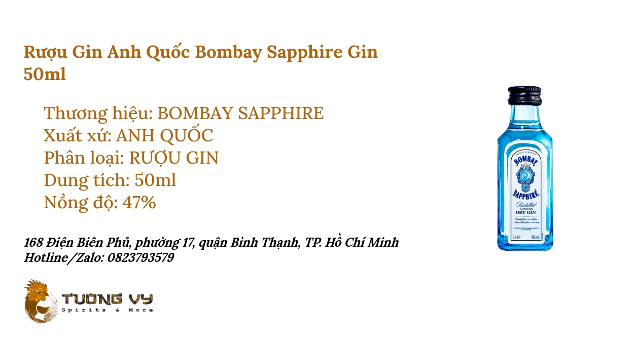 Rượu Gin Anh Quốc Bombay Sapphire Gin 50ml
