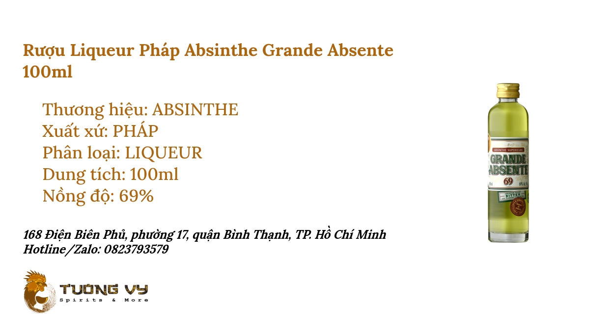 Rượu Liqueur Pháp Absinthe Grande Absente 100ml