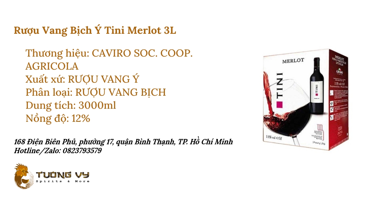 Rượu Vang Bịch Ý Tini Merlot 3L