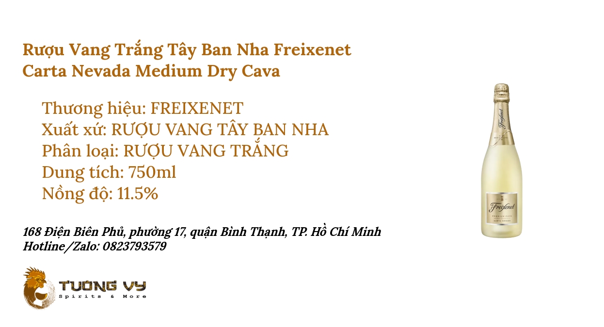 Rượu Vang Trắng Tây Ban Nha Freixenet Carta Nevada Medium Dry Cava