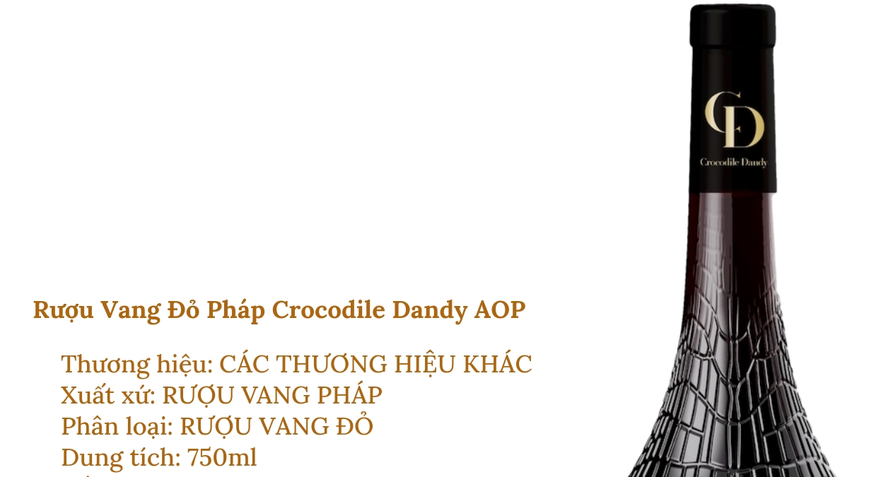 Rượu Vang Đỏ Pháp Crocodile Dandy AOP