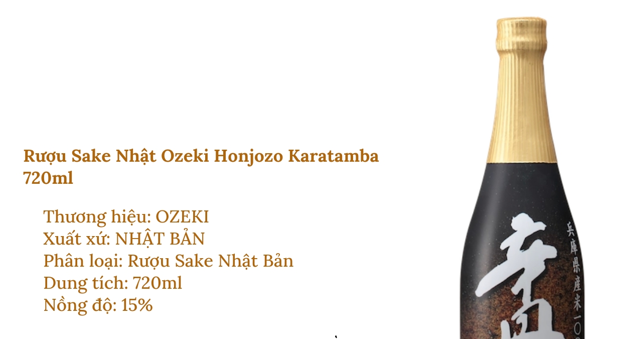 Rượu Sake Nhật Ozeki Honjozo Karatamba 720ml