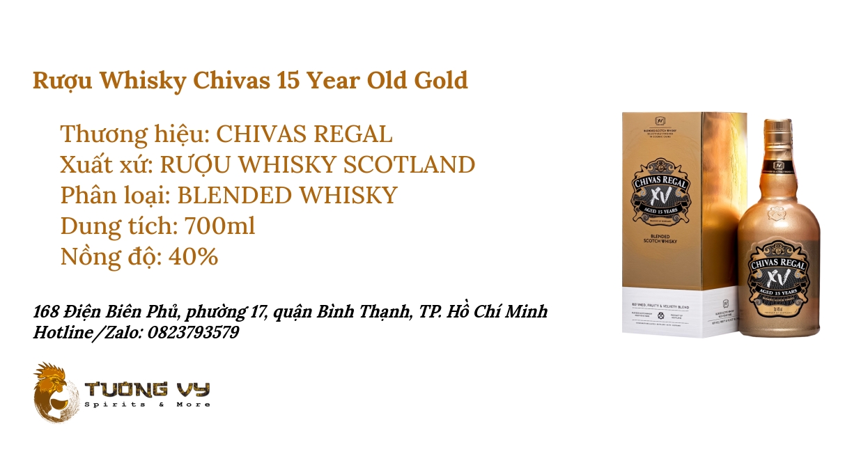Rượu Whisky Chivas 15 Year Old Gold