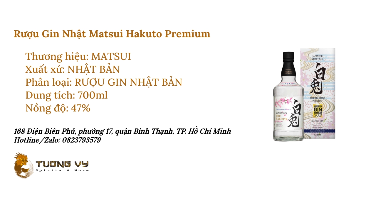 Rượu Gin Nhật Matsui Hakuto Premium