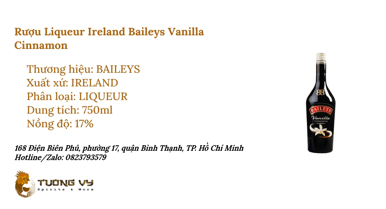 Rượu Liqueur Ireland Baileys Vanilla Cinnamon