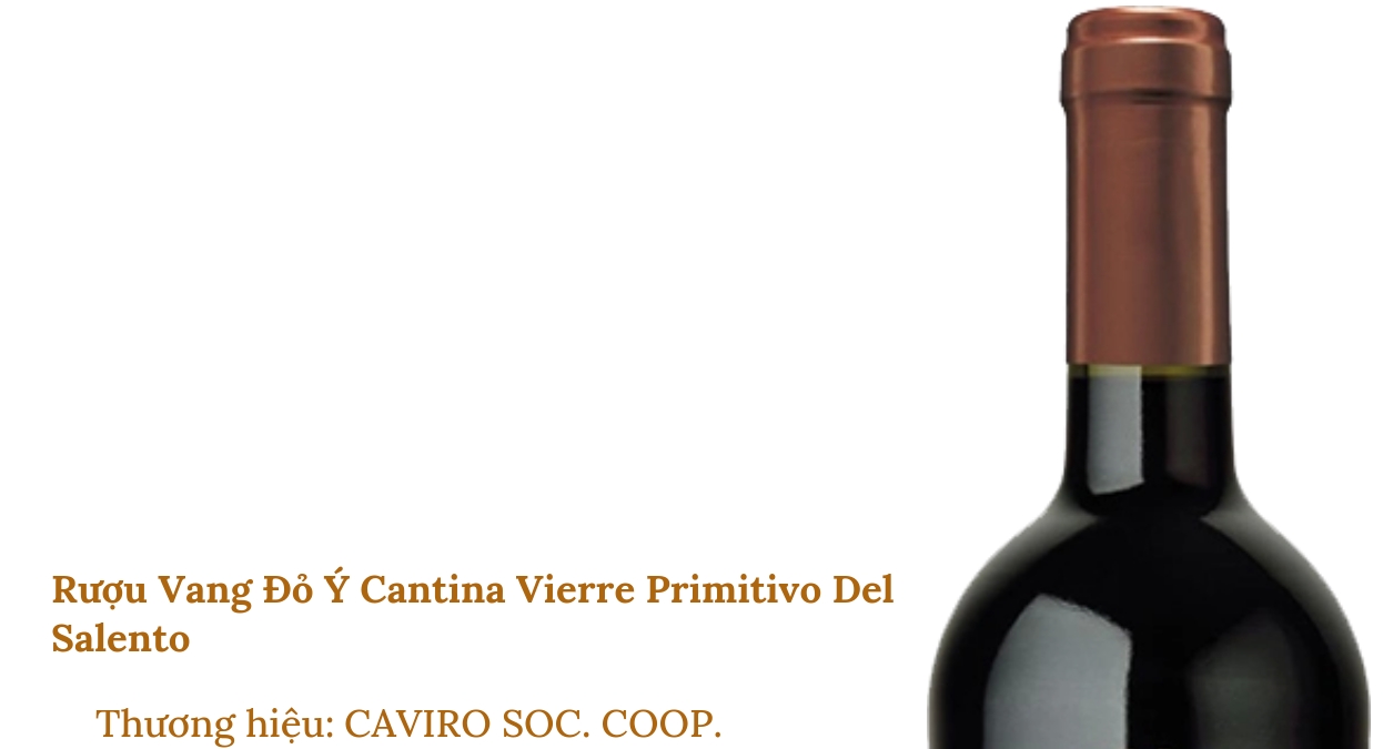 Rượu Vang Đỏ Ý Cantina Vierre Primitivo Del Salento