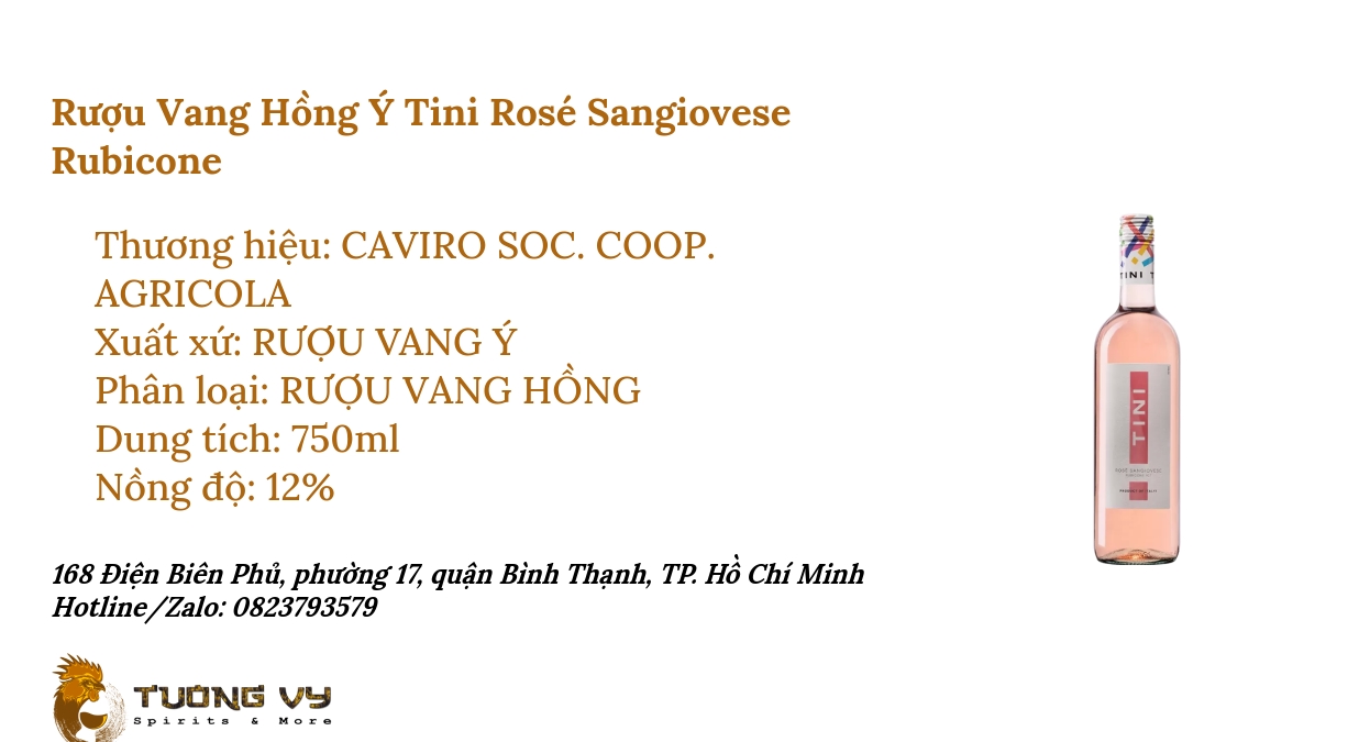 Rượu Vang Hồng Ý Tini Rosé Sangiovese Rubicone