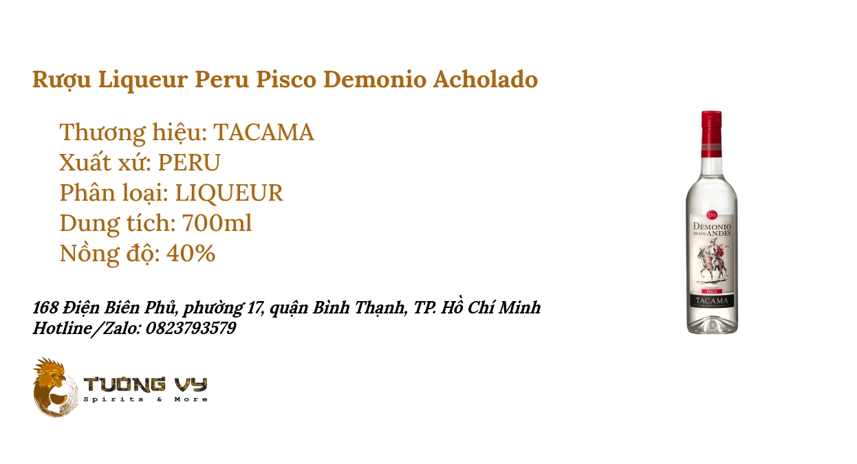 Rượu Liqueur Peru Pisco Demonio Acholado
