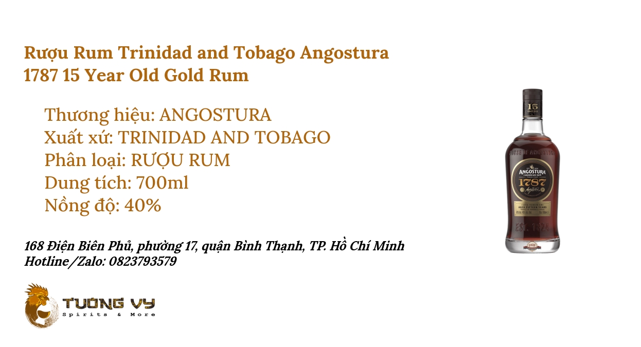 Rượu Rum Trinidad and Tobago Angostura 1787 15 Year Old Gold Rum