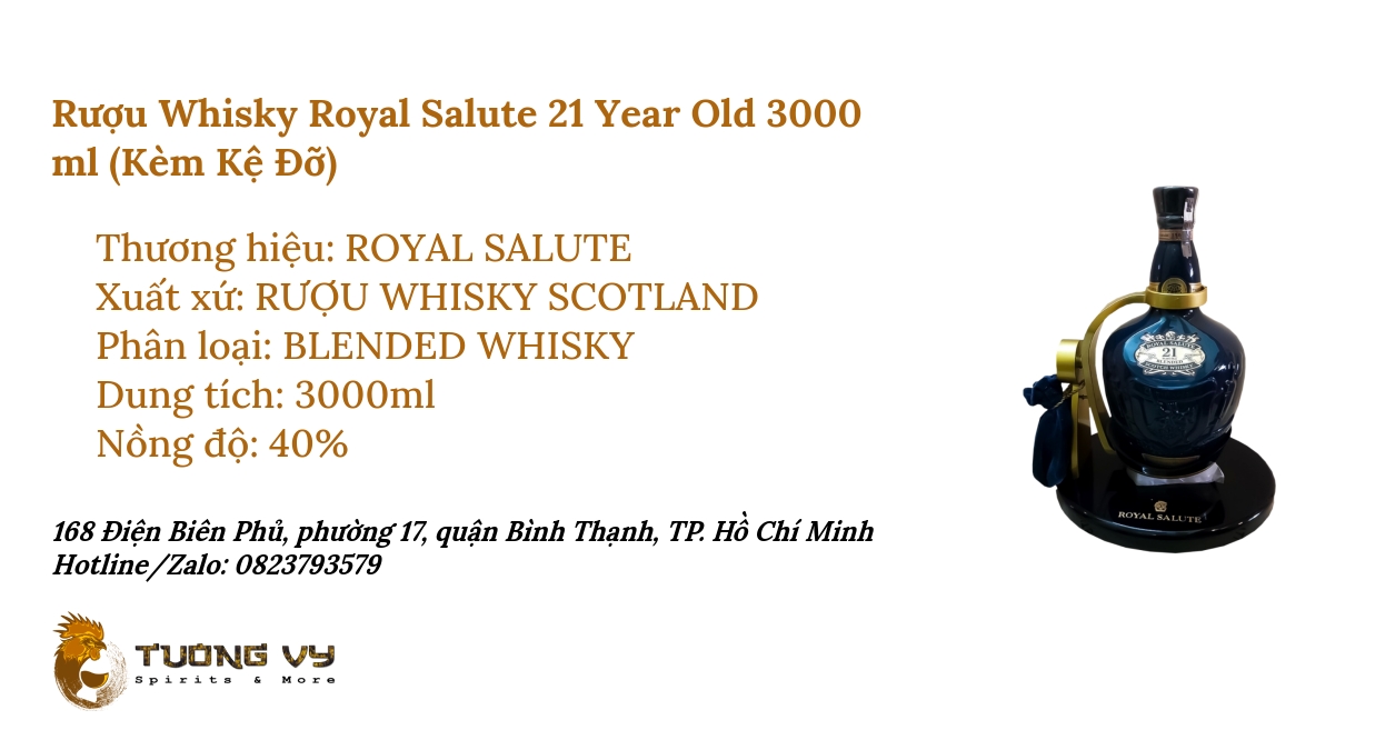 Rượu Whisky Royal Salute 21 Year Old 3000 ml (Kèm Kệ Đỡ)