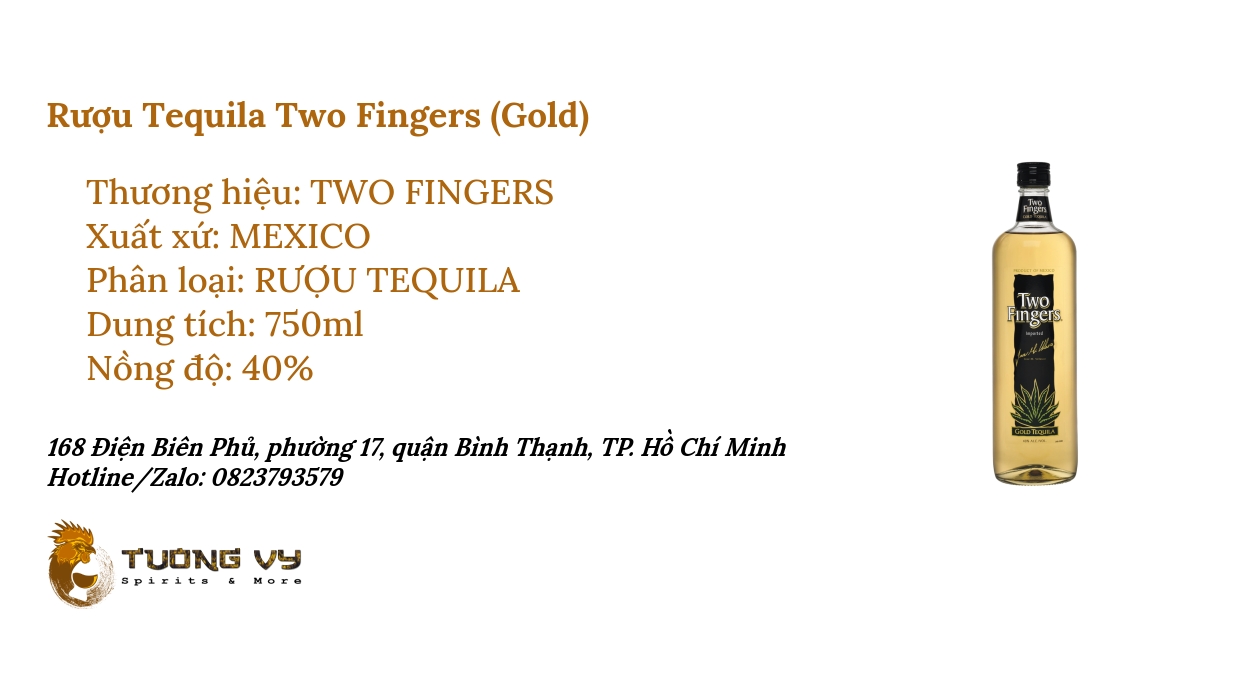 Rượu Tequila Two Fingers (Gold)