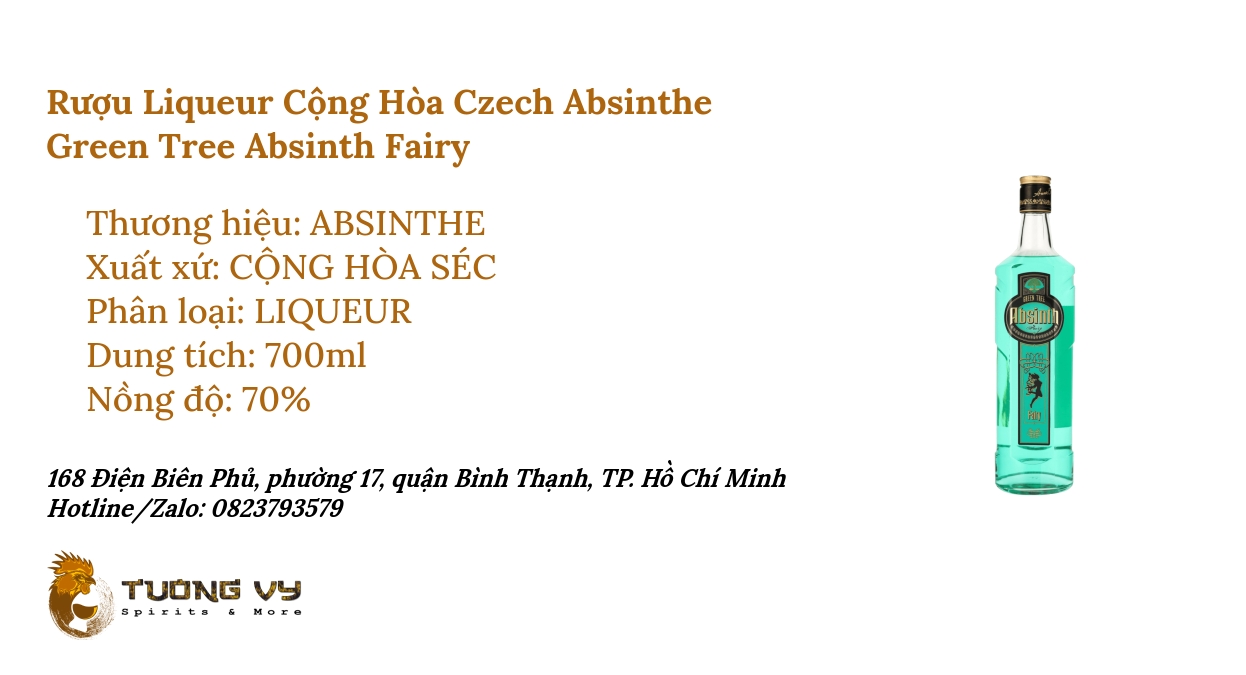 Rượu Liqueur Cộng Hòa Czech Absinthe Green Tree Absinth Fairy