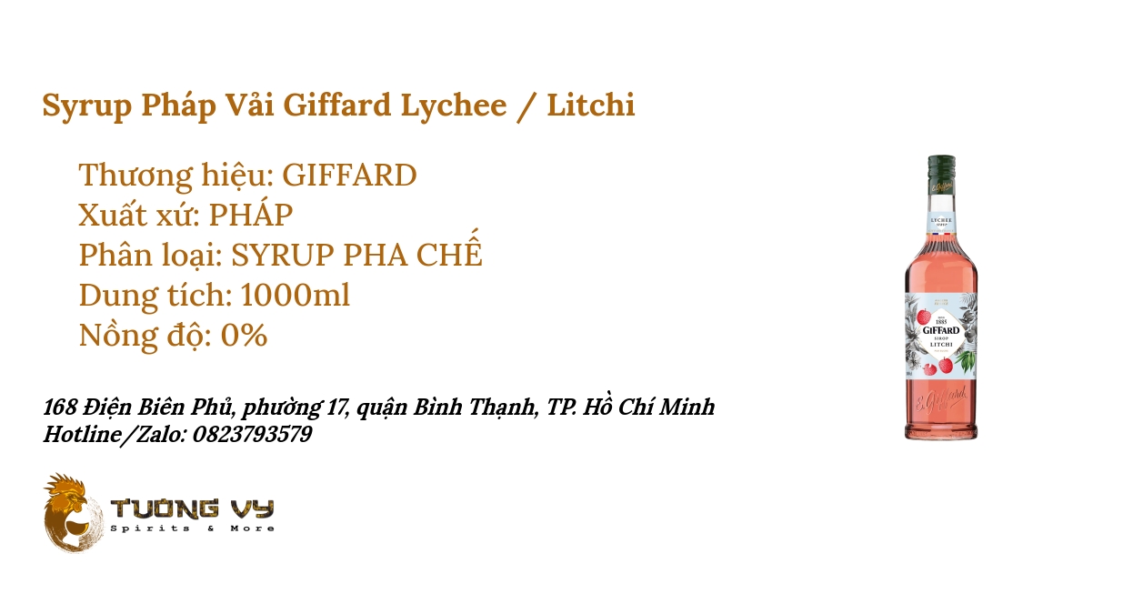 Syrup Pháp Vải Giffard Lychee / Litchi