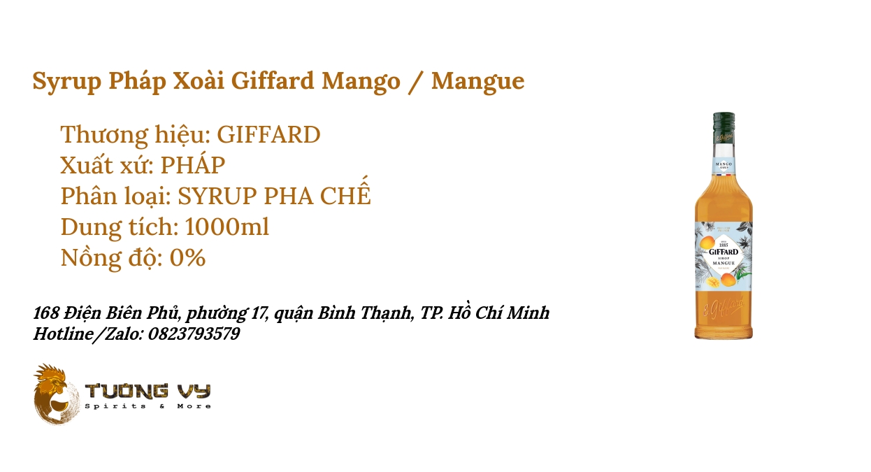 Syrup Pháp Xoài Giffard Mango / Mangue