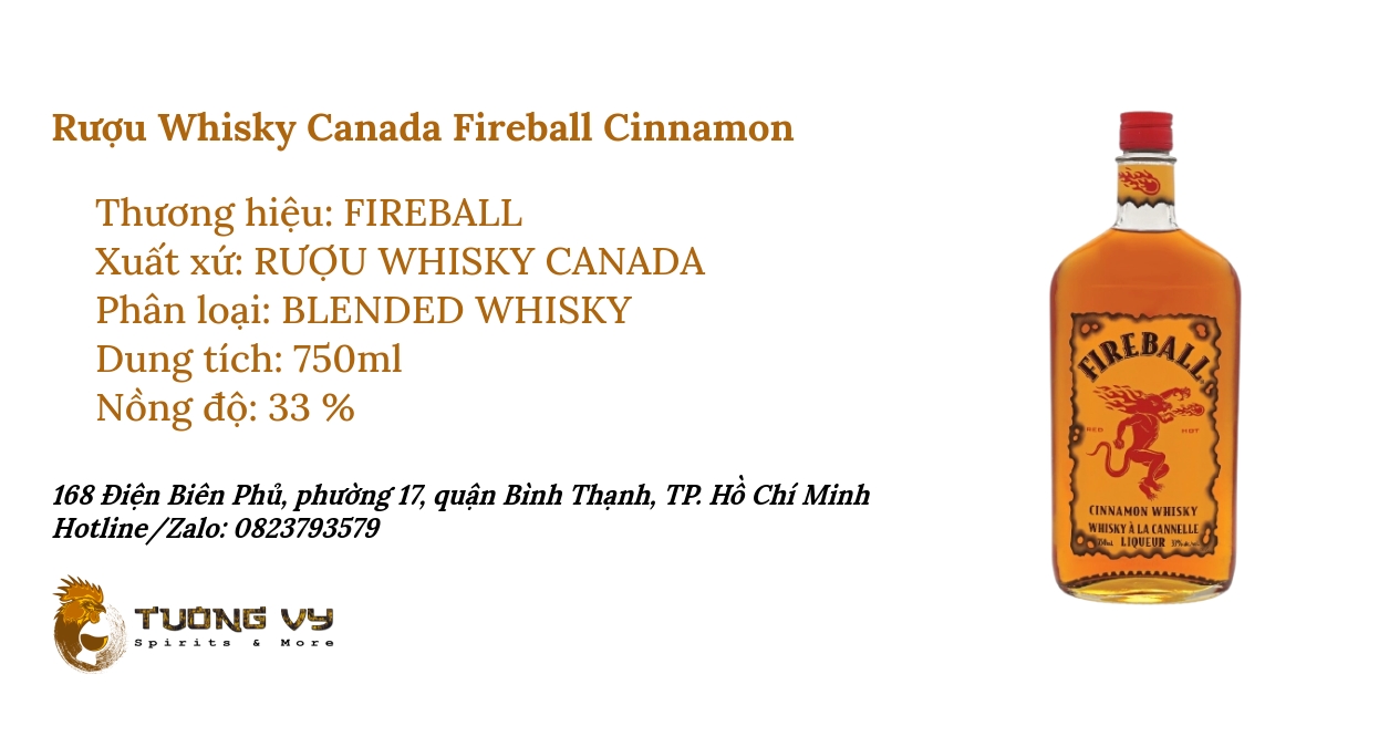 Rượu Whisky Canada Fireball Cinnamon