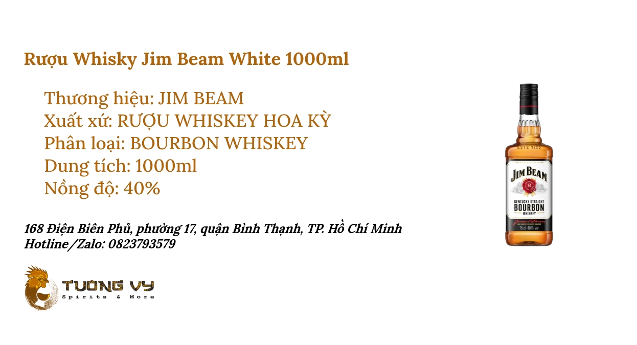 Rượu Whisky Jim Beam White 1000ml