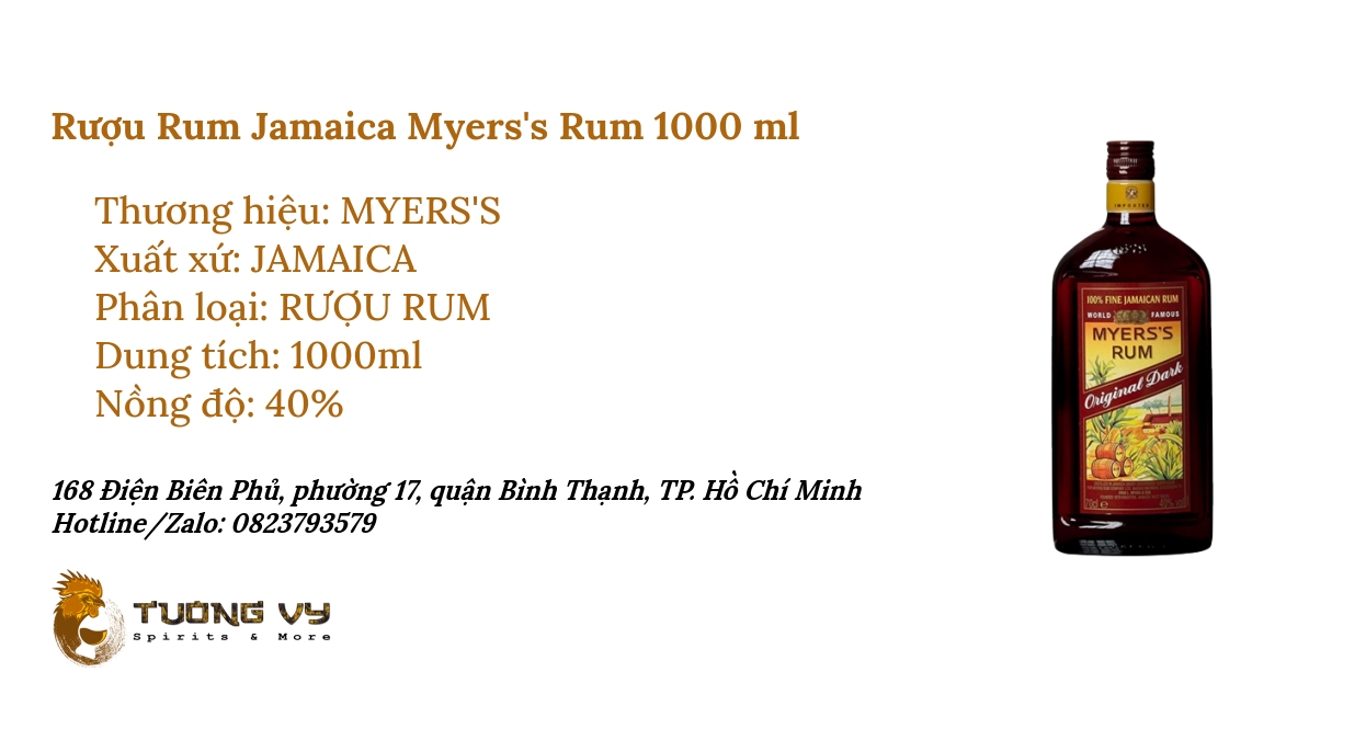 Rượu Rum Jamaica Myers's Rum 1000 ml