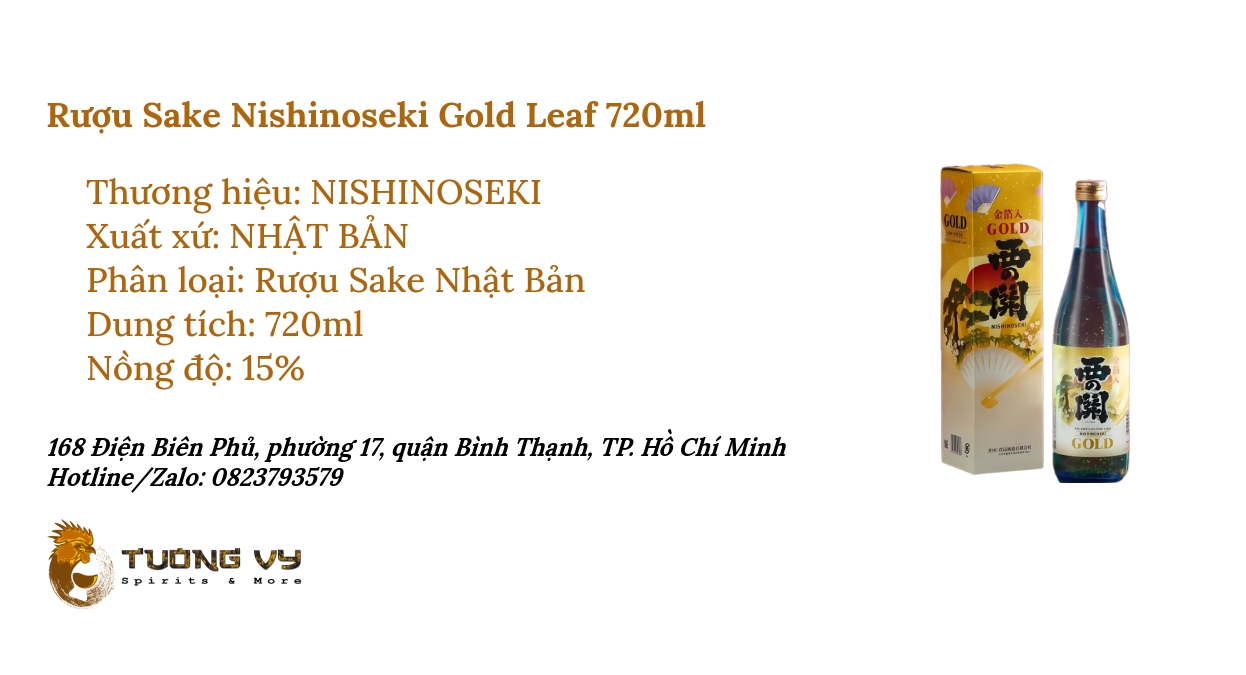 Rượu Sake Nishinoseki Gold Leaf 720ml