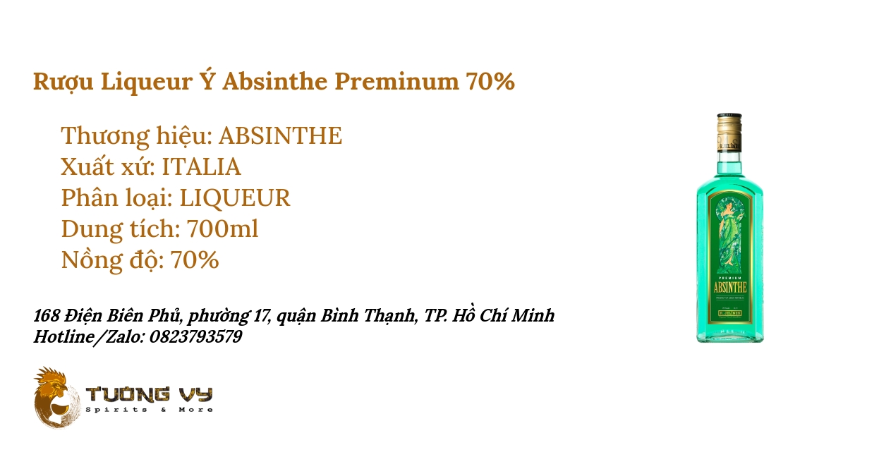 Rượu Liqueur Ý Absinthe Preminum 70%