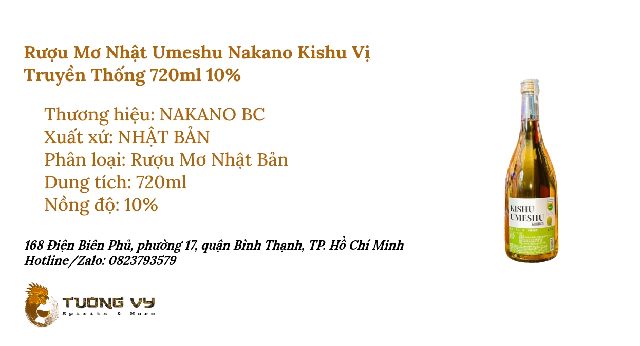 Rượu Mơ Nhật Umeshu Nakano Kishu Vị Truyền Thống 720ml 10%
