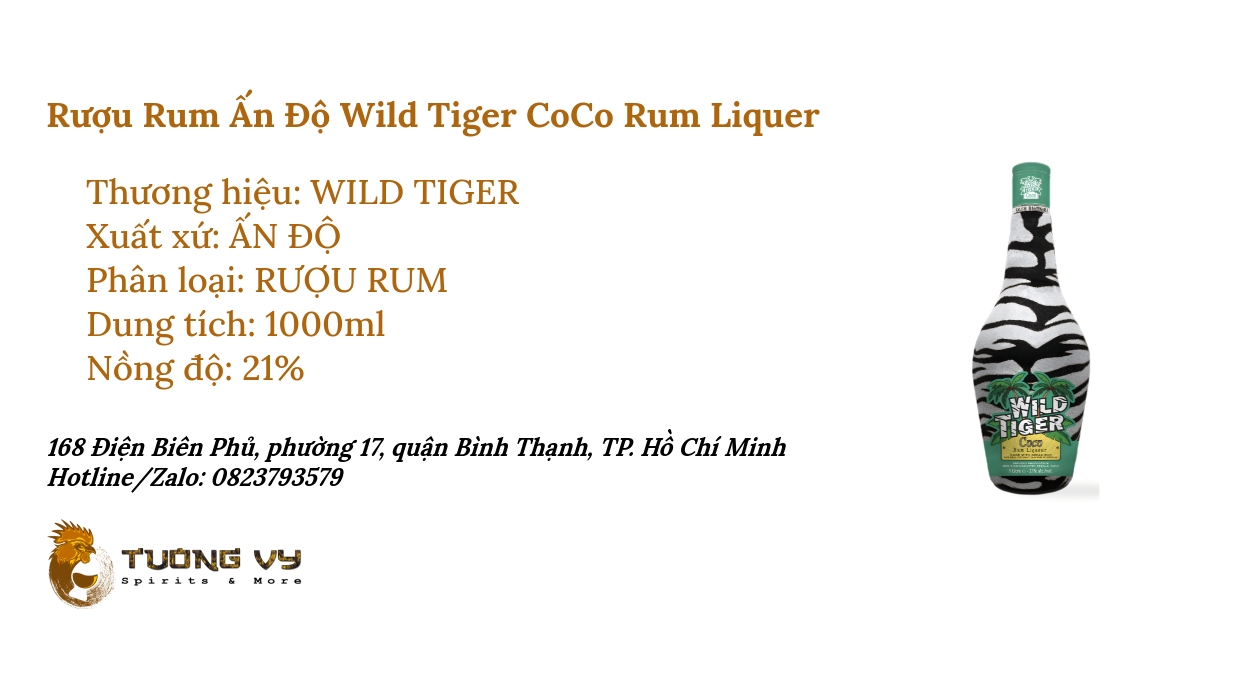 Rượu Rum Ấn Độ Wild Tiger CoCo Rum Liquer