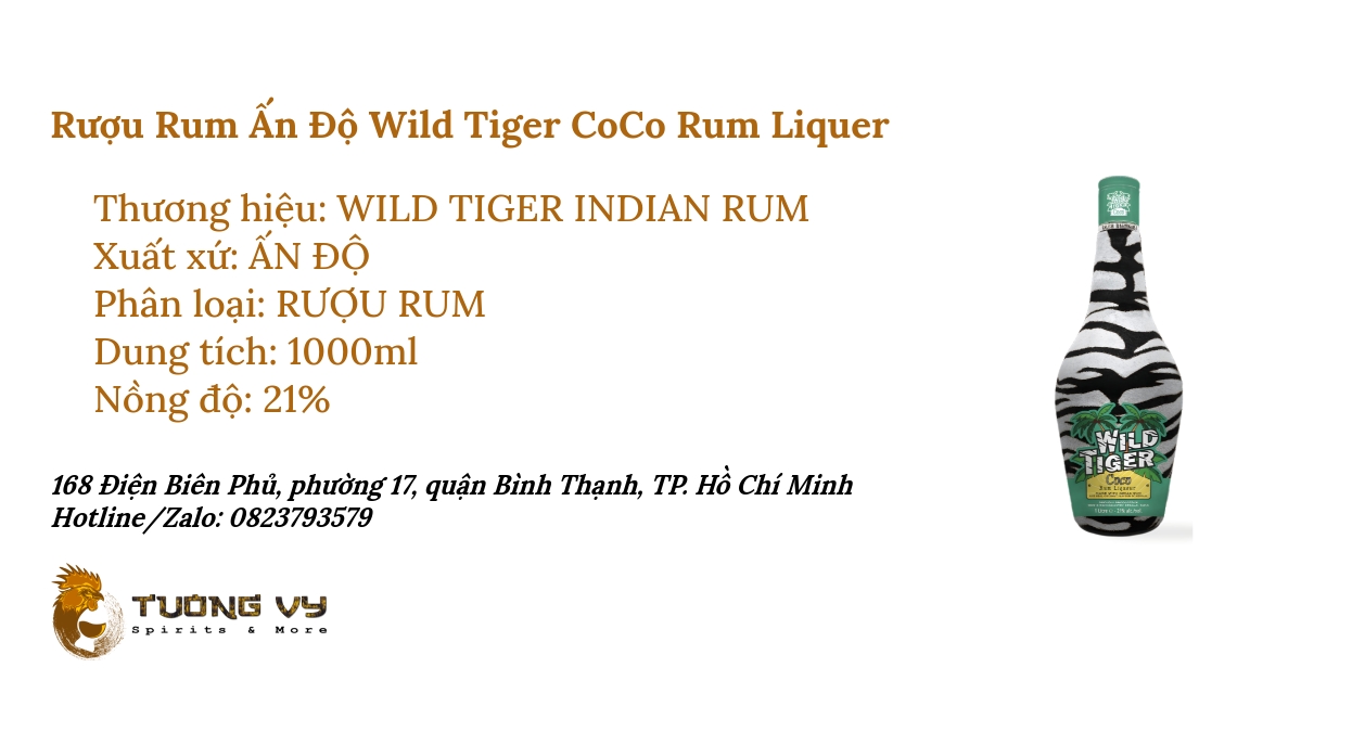 Rượu Rum Ấn Độ Wild Tiger CoCo Rum Liquer