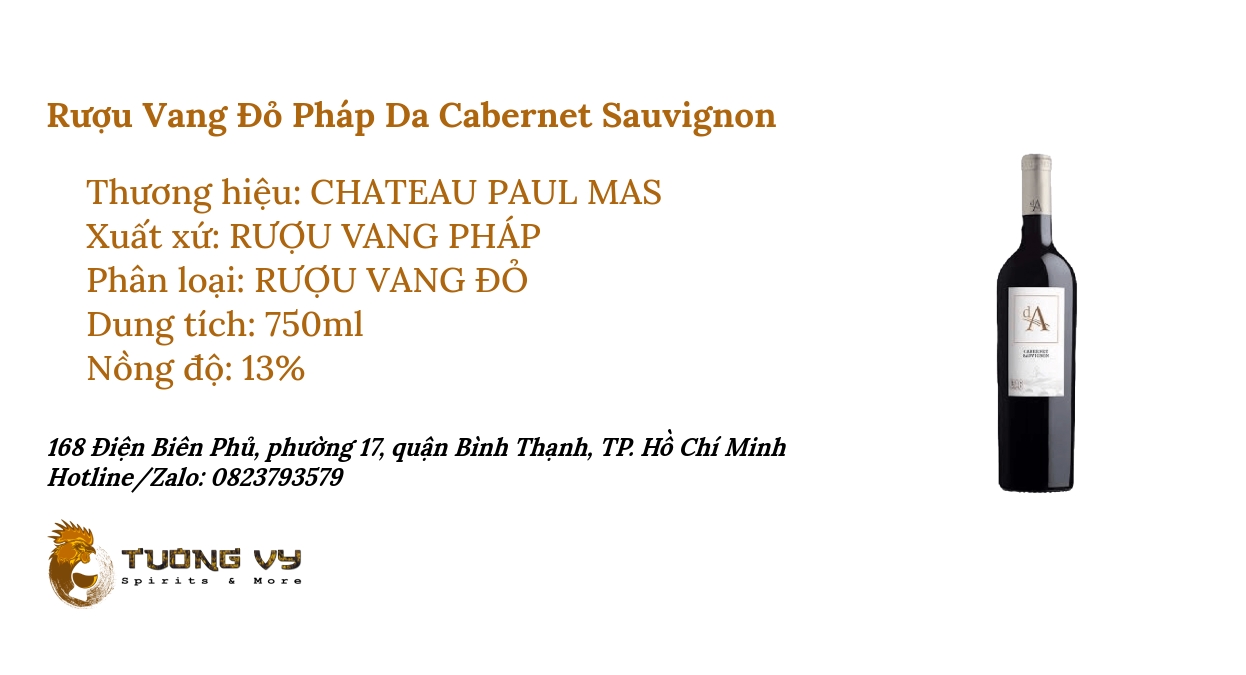 Rượu Vang Đỏ Pháp Da Cabernet Sauvignon