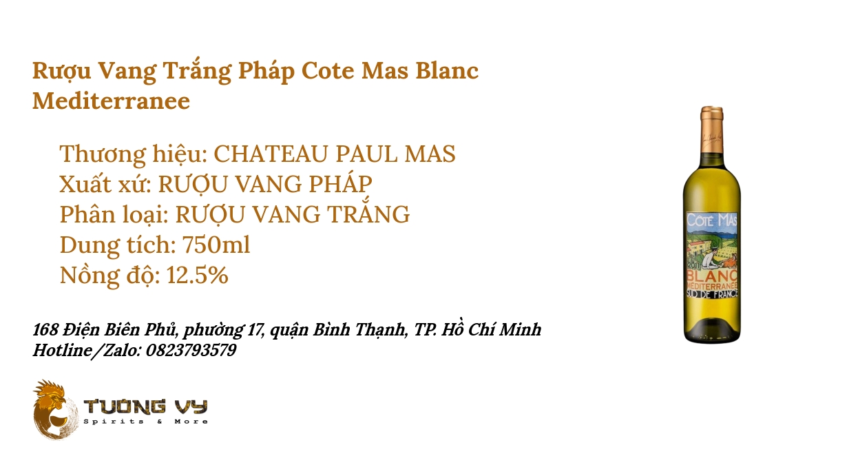 Rượu Vang Trắng Pháp Cote Mas Blanc Mediterranee