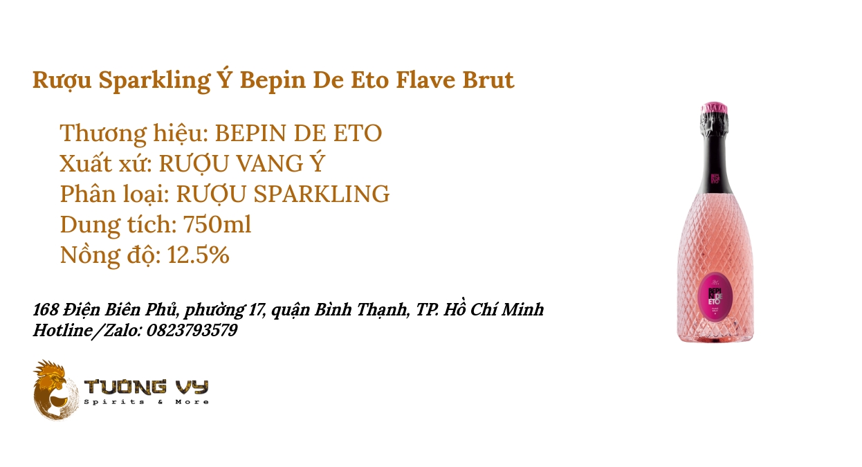 Rượu Sparkling Ý Bepin De Eto Flave Brut