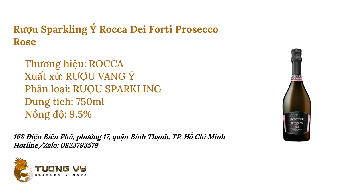 Rượu Sparkling Ý Rocca Dei Forti Prosecco Rose