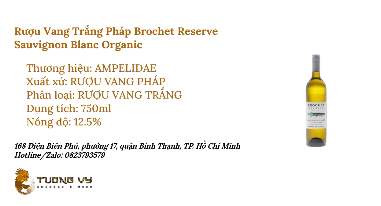 Rượu Vang Trắng Pháp Brochet Reserve Sauvignon Blanc Organic