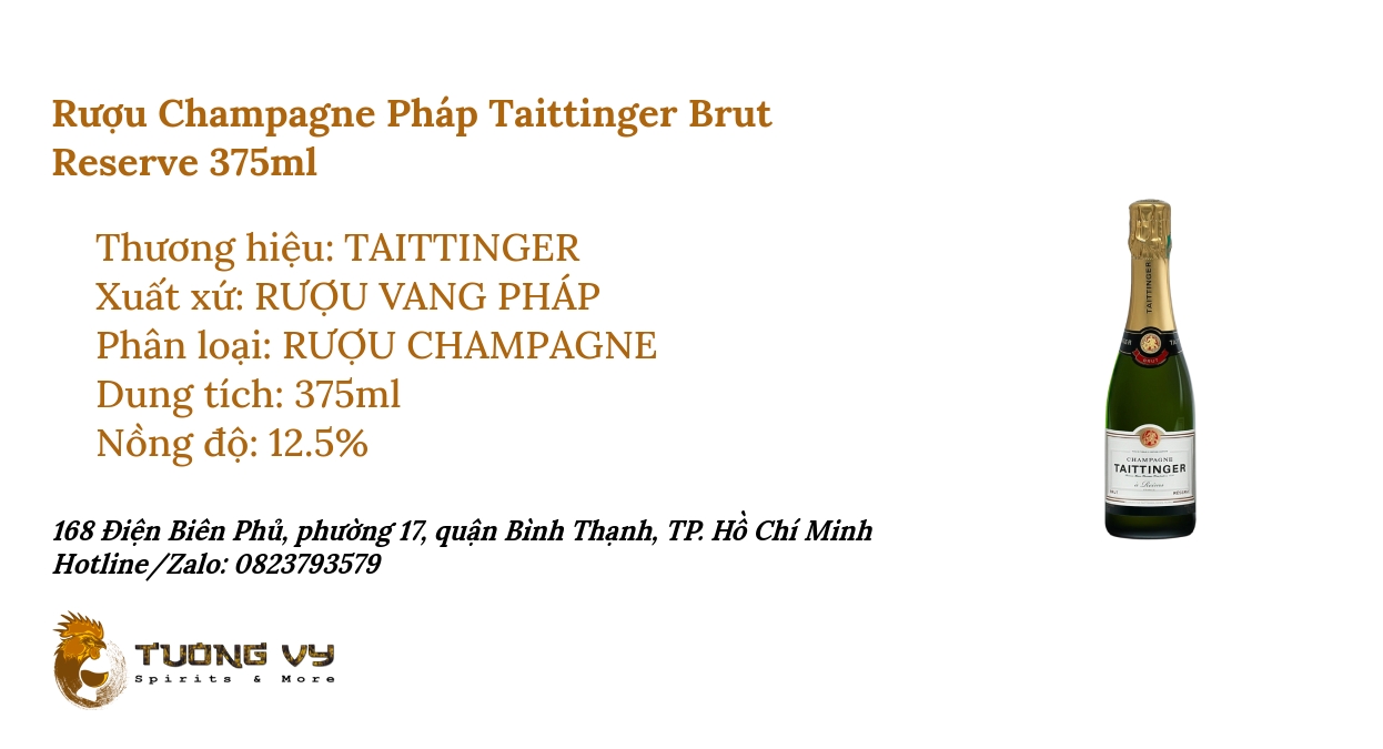 Rượu Champagne Pháp Taittinger Brut Reserve 375ml