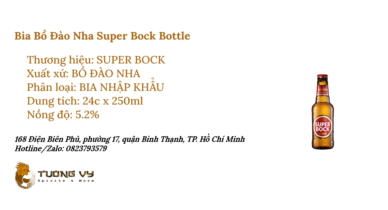 Super Bock Bottle - Bia Lager Bồ Đào Nha | Rượu Tường Vy