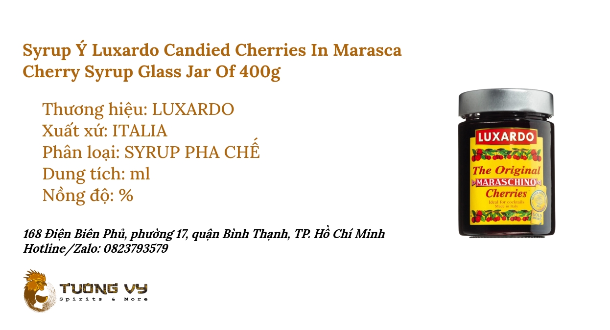 Syrup Ý Luxardo Candied Cherries In Marasca Cherry Syrup Glass Jar Of 400g