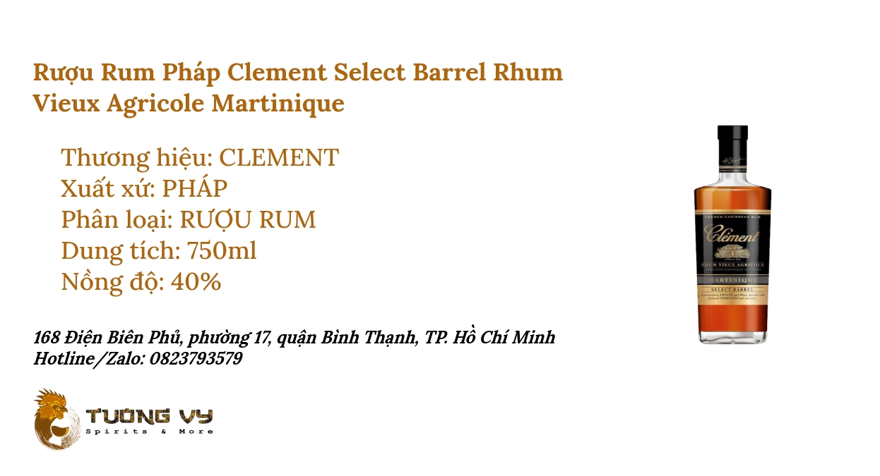 Rượu Rum Pháp Clement Select Barrel Rhum Vieux Agricole Martinique