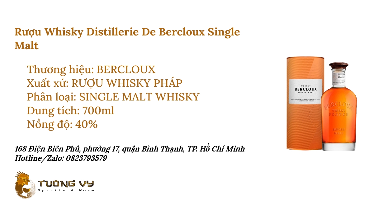 Rượu Whisky Distillerie De Bercloux Single Malt