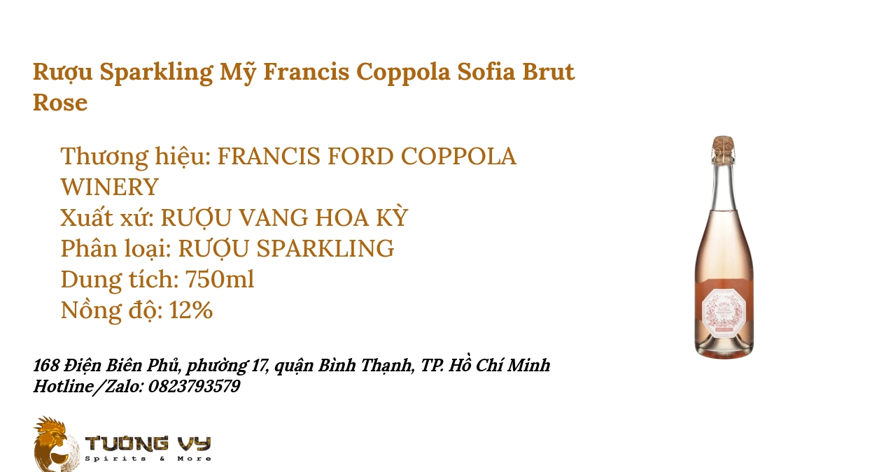 Rượu Sparkling Mỹ Francis Coppola Sofia Brut Rose