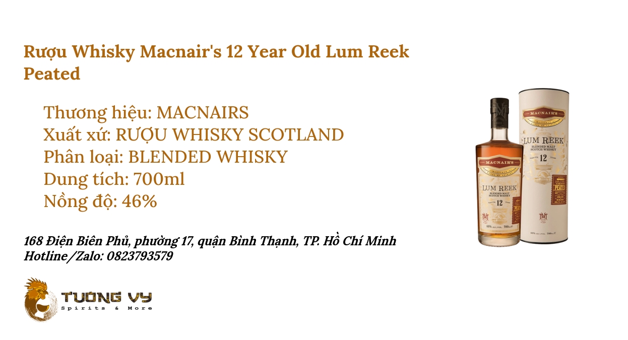 Rượu Whisky Macnair's 12 Year Old Lum Reek Peated
