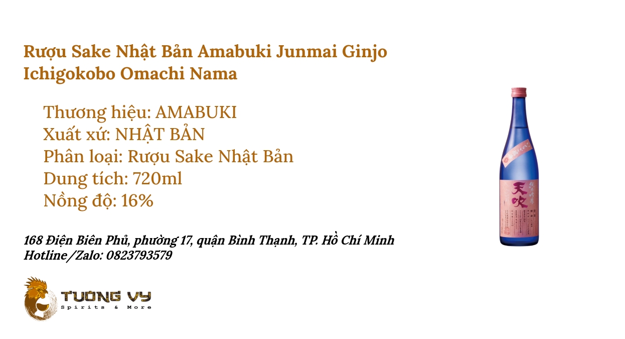 Rượu Sake Nhật Bản Amabuki Junmai Ginjo Ichigokobo Omachi Nama