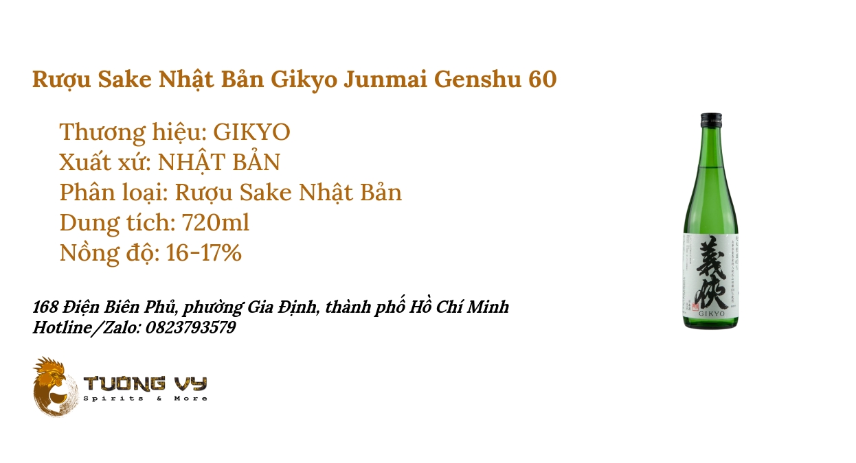 Rượu Sake Nhật Bản Gikyo Junmai Genshu 60