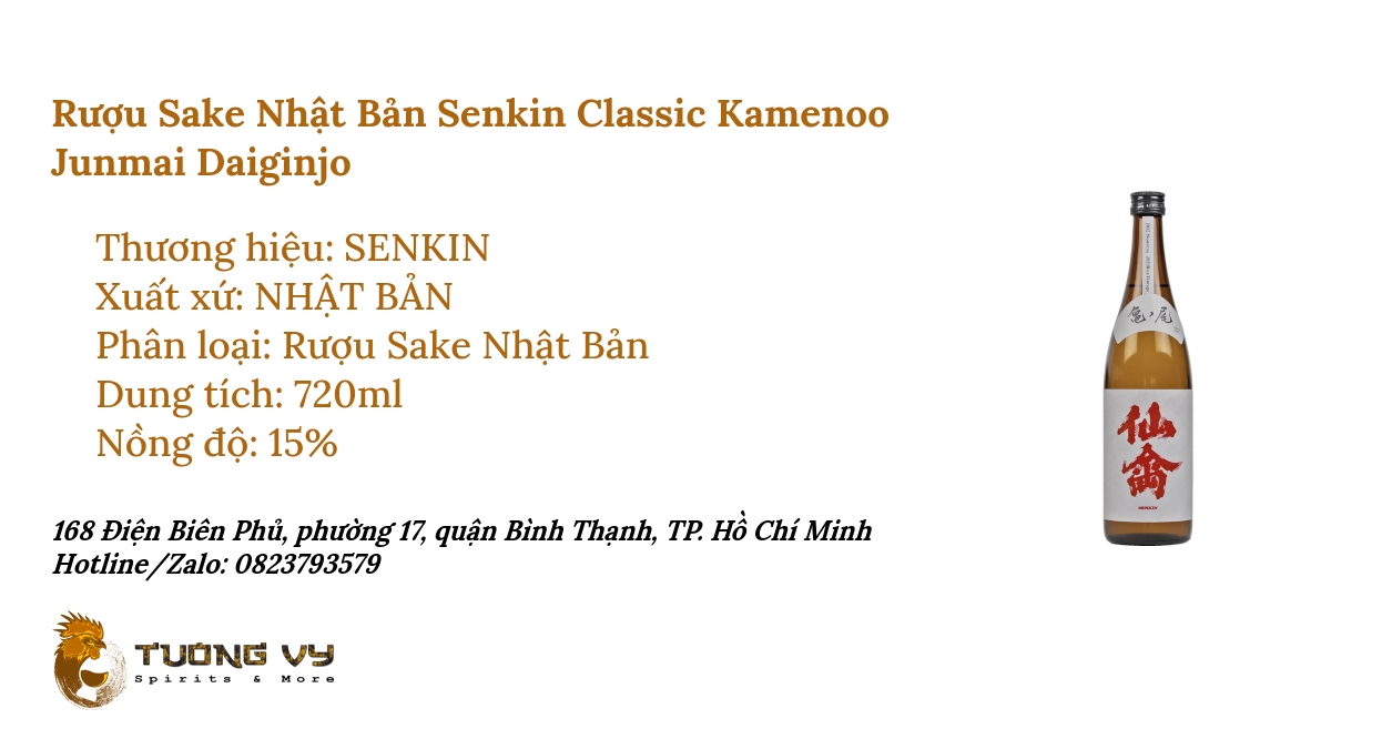 Rượu Sake Nhật Bản Senkin Classic Kamenoo Junmai Daiginjo