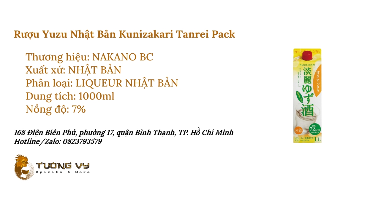 Rượu Yuzu Nhật Bản Kunizakari Tanrei Pack