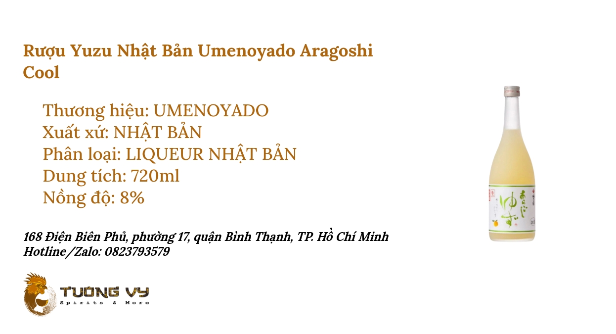 Rượu Yuzu Nhật Bản Umenoyado Aragoshi Cool