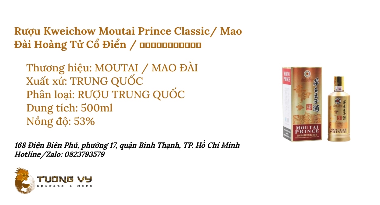 Rượu Kweichow Moutai Prince Classic/ Mao Đài Hoàng Tử Cổ Điển/ 茅台王子酒（酱香经典）
