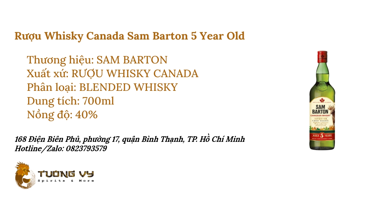Rượu Whisky Canada Sam Barton 5 Year Old