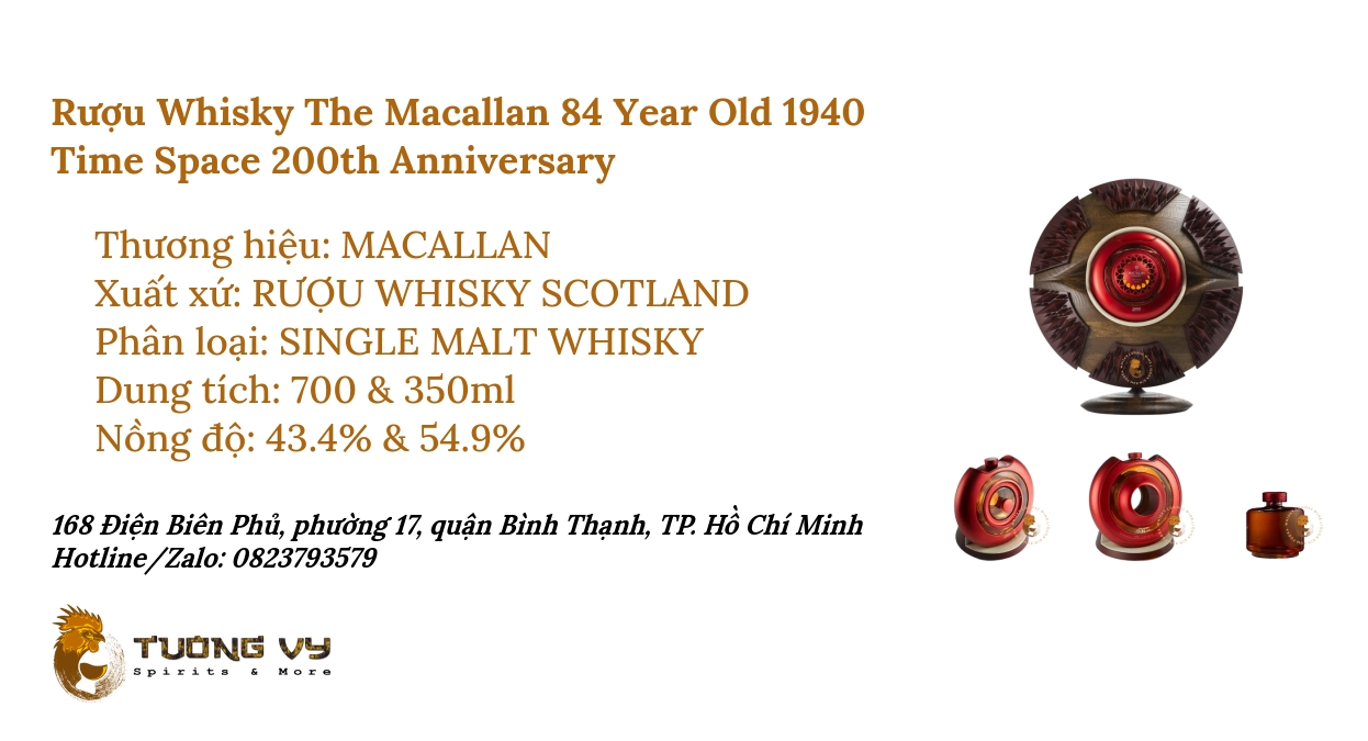 Rượu Whisky The Macallan 84 Year Old 1940 Time Space 200th Anniversary